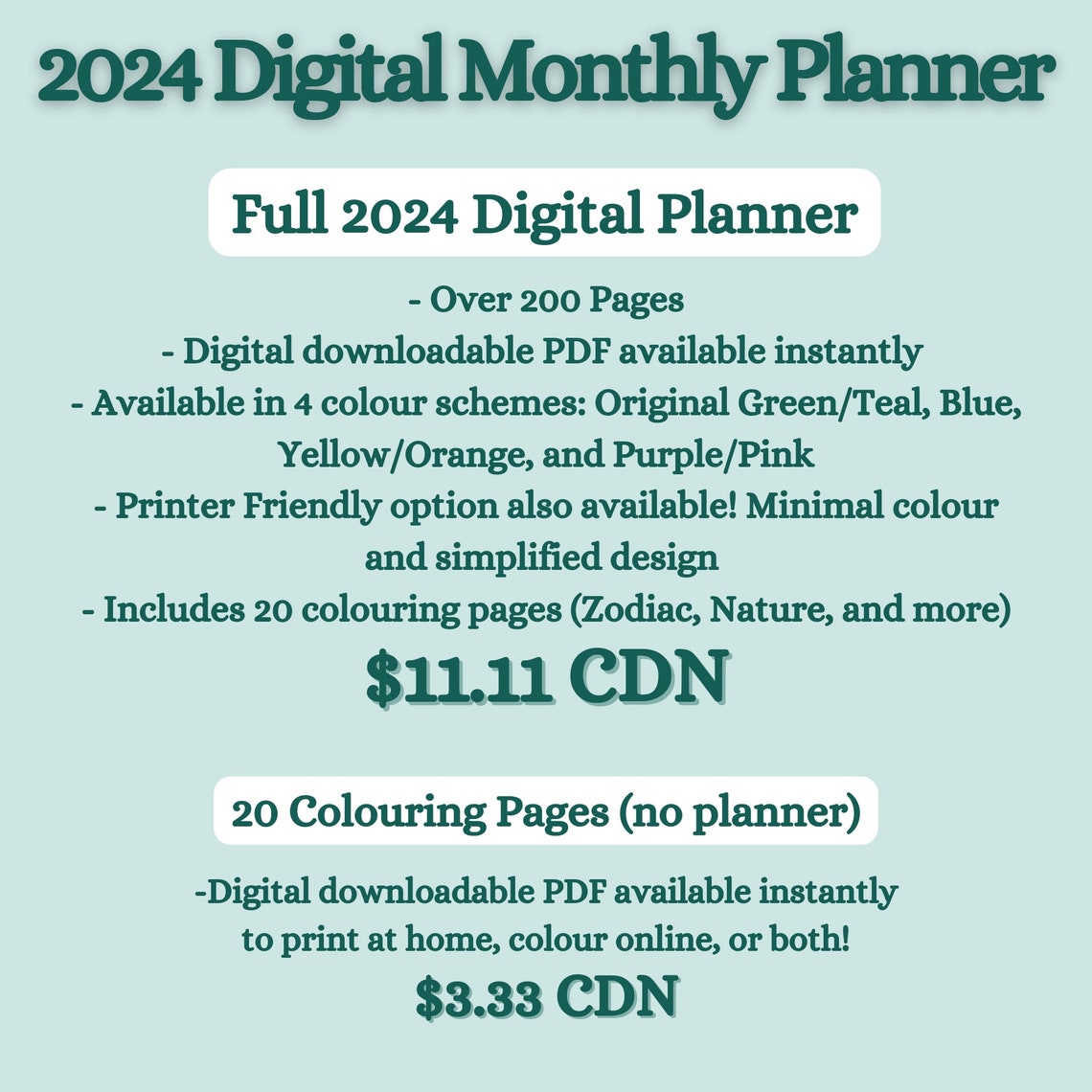 PURPLE THEME 2024 Digital Monthly Planner W/sun & Moon - Etsy