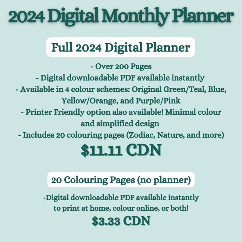 PURPLE THEME 2024 Digital Monthly Planner W/sun & Moon - Etsy
