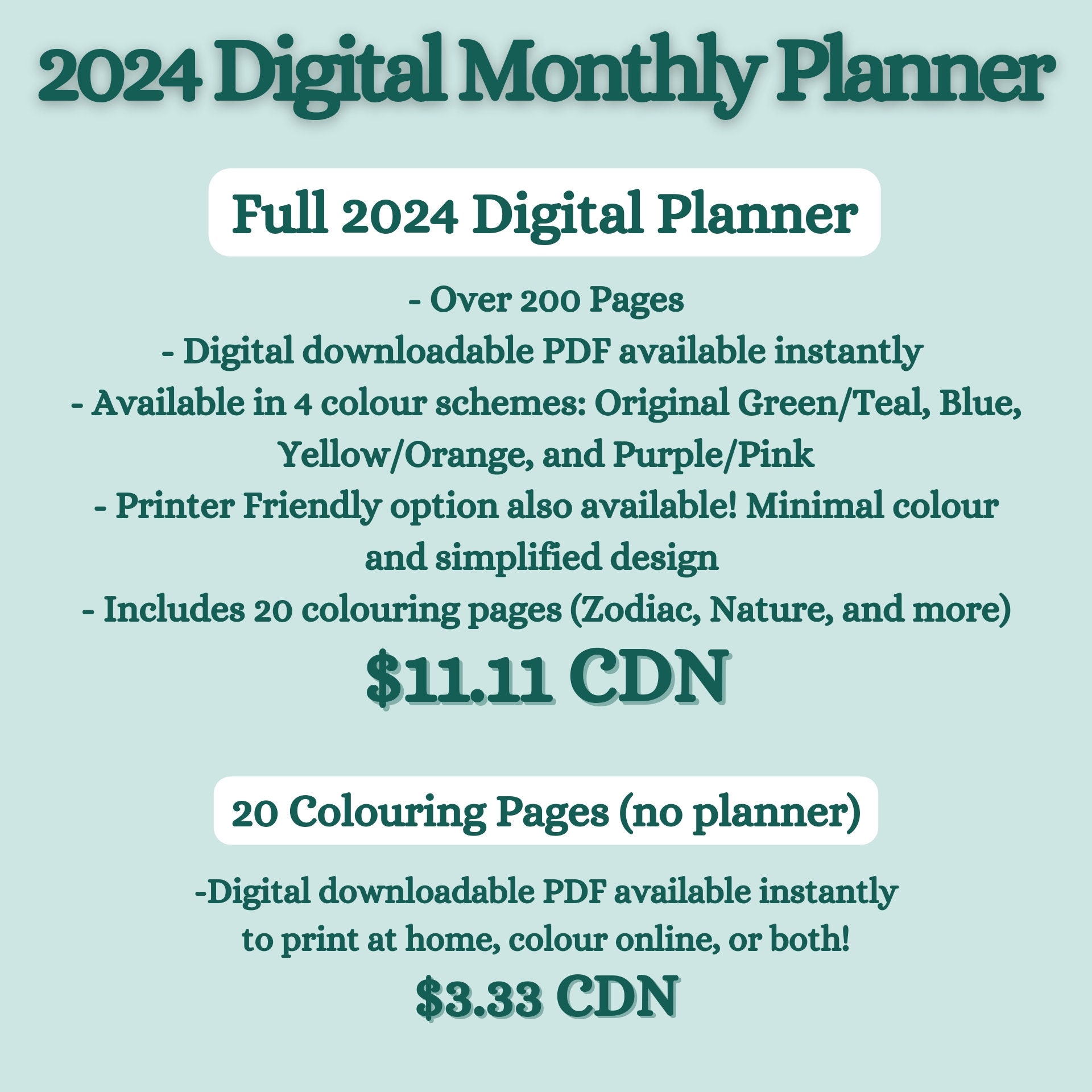PURPLE THEME 2024 Digital Monthly Planner W/sun & Moon - Etsy