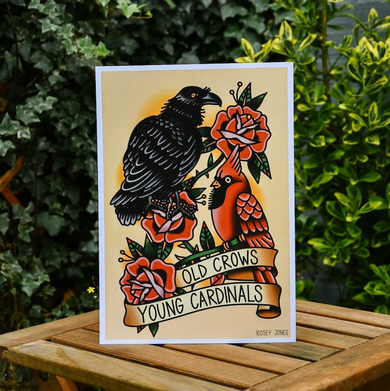 Traditional Tattoo Print Old Crows Young Cardinals Alexisonfire - Etsy