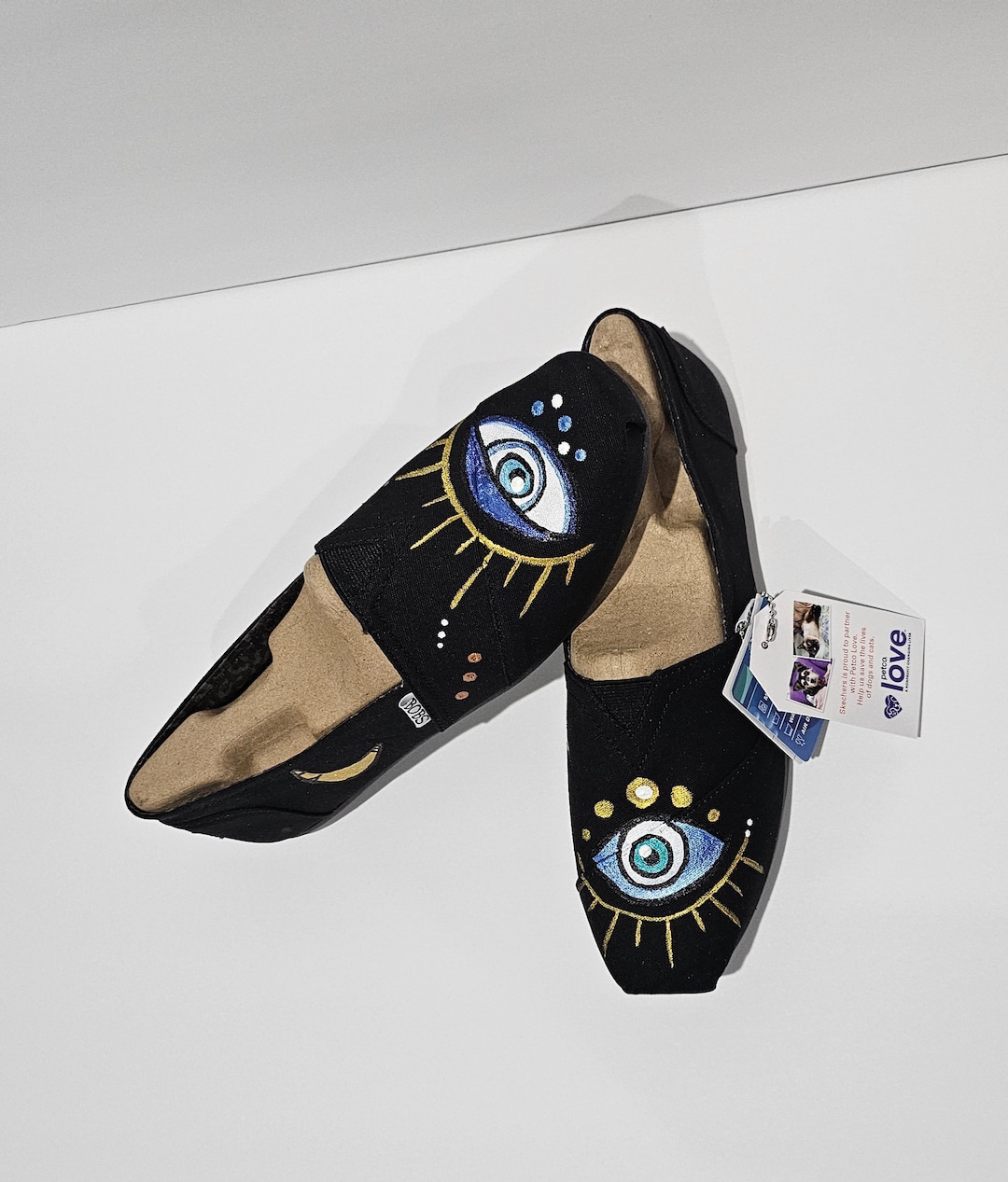 Sale, Evil Eye Shoes, Women's Shoes, Size 10 Black Skechers Painted ...