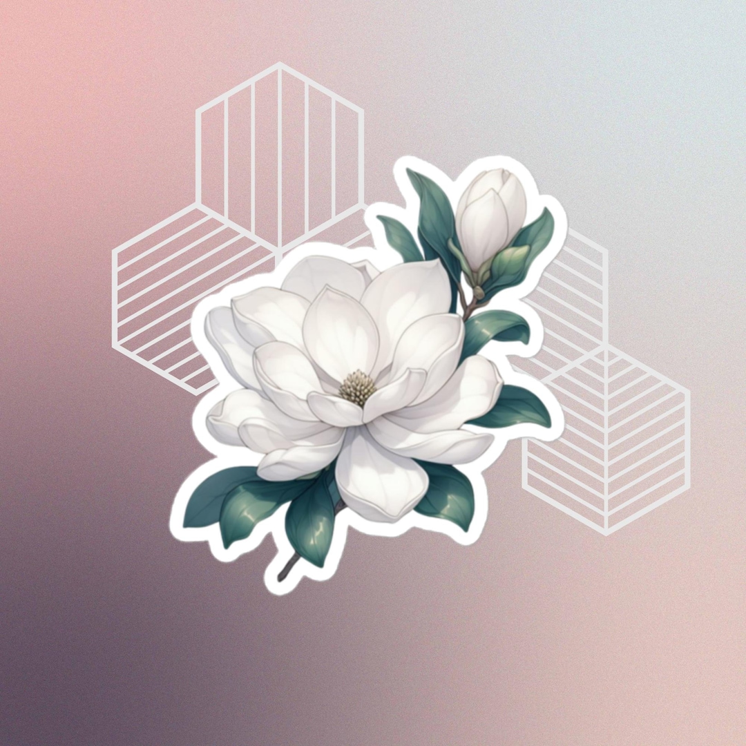 Animated Magnolia Flower Vinyl Sticker - Etsy