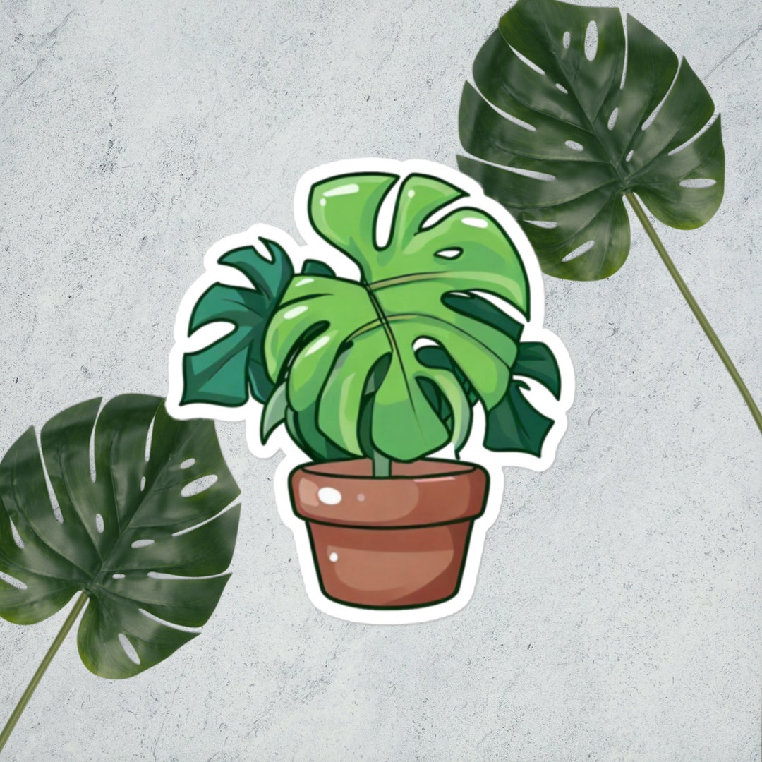 Cute Potted Monstera Plant Vinyl Sticker - Etsy
