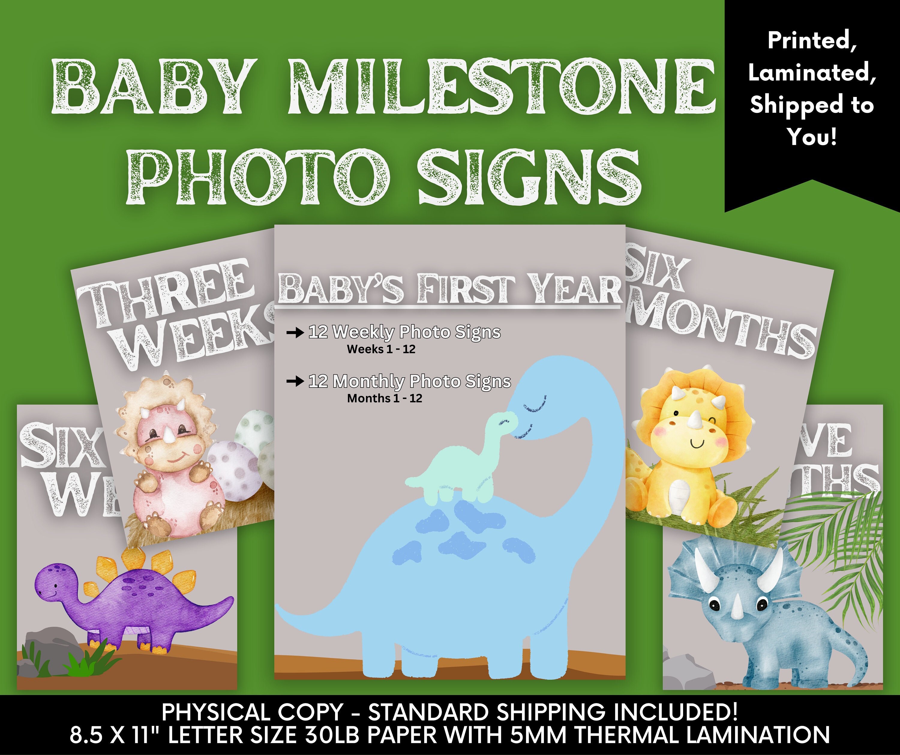24 Unique LAMINATED Baby Milestone Photo Signs 8.5x11 - Etsy