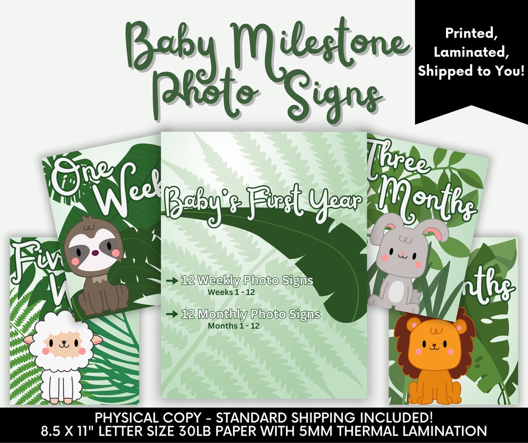 24 Unique LAMINATED Baby Milestone Photo Signs 8.5x11 - Etsy