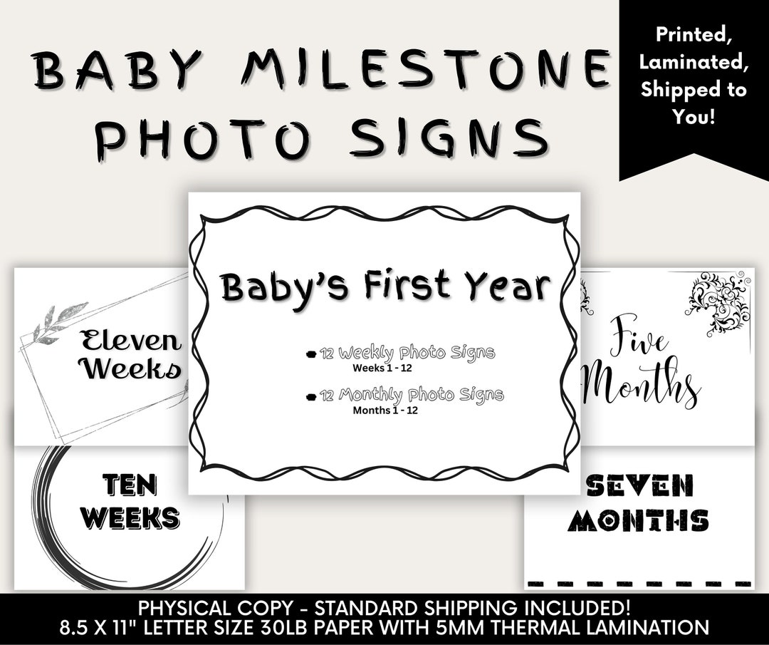 24 Unique LAMINATED Baby Milestone Photo Signs 8.5x11 - Etsy