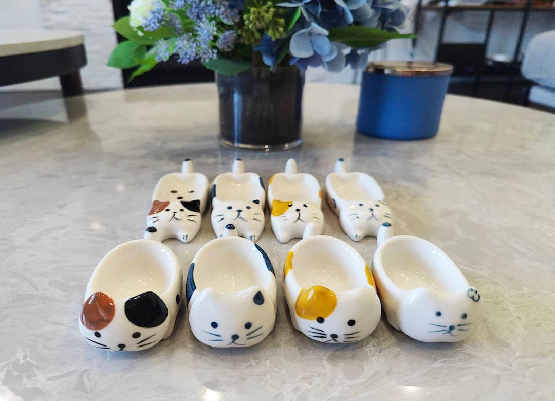 Hand-painted Ceramic Cat Dipping Dish: Whimsical Soy Sauce Plate - Etsy