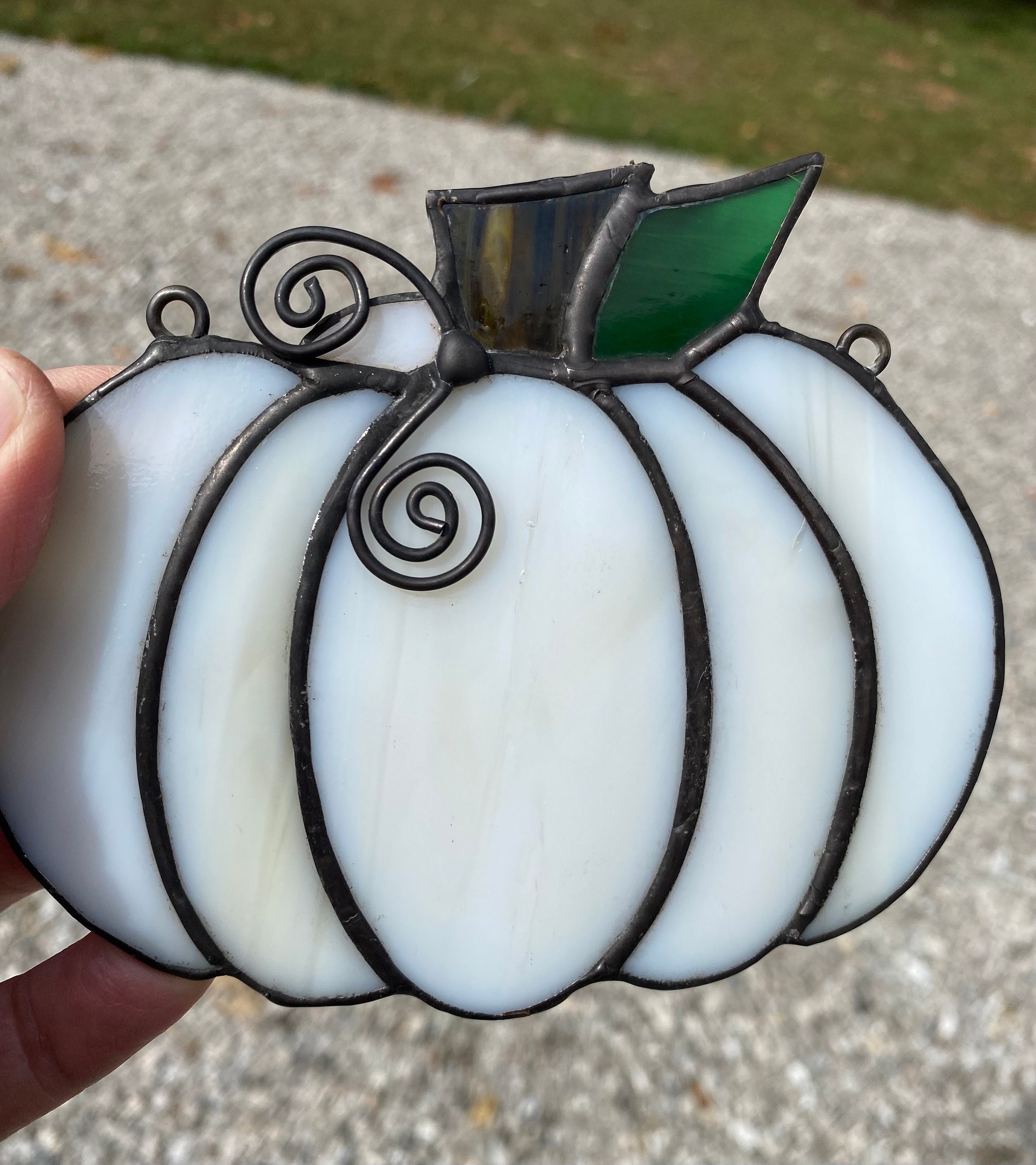 White Pumpkin Stain Glass Suncatcher, Fall Decor, Halloween Decor ...