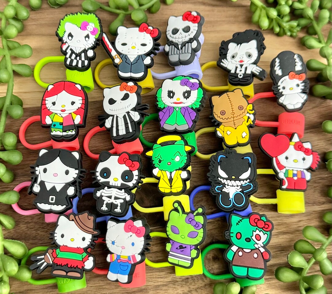 Hello Kitty Horror Character Silicone Tumbler Straw Cap Straw Topper ...