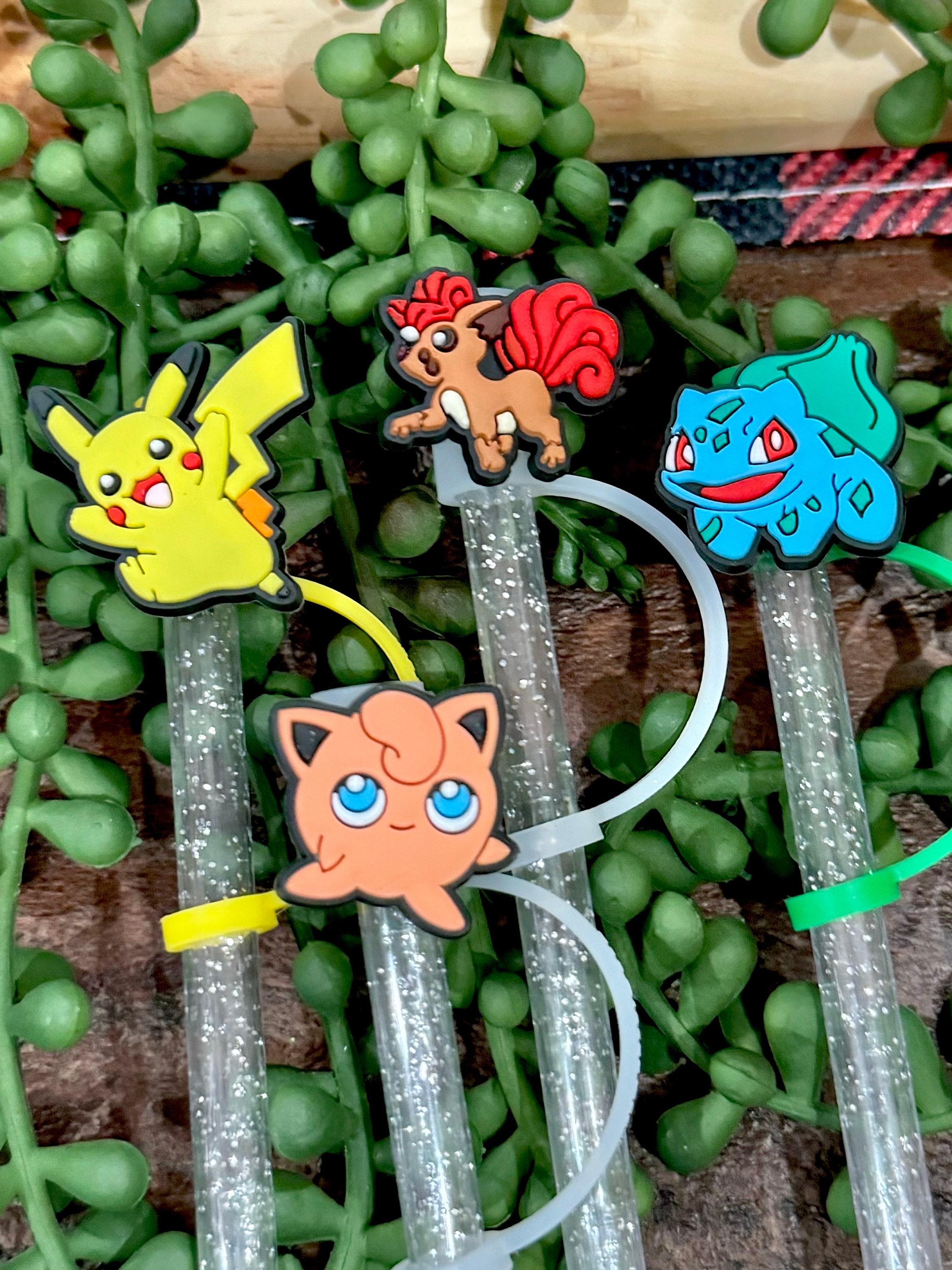 Pokémon Silicone Tumbler Straw Cap Silver Glitter Straw Stocking ...