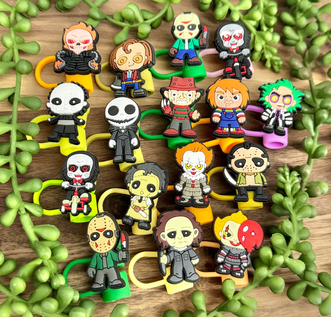 Horror Character Silicone Tumbler Straw Cap Straw Topper Travel Cover ...