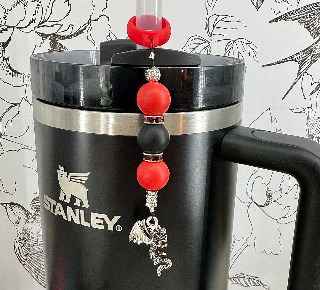 Dragon Tumbler Straw Charm Stanley Travel Cup Silicone Rhinestone ...