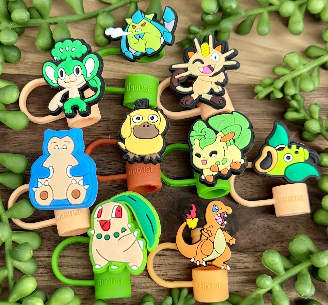 Pokemon Silicone Tumbler Straw Cap Straw Topper Travel Cover Kids Mom ...