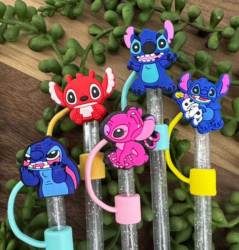 Stitch Silicone Tumbler Straw Cap Clear Tumbler Straw Silver Glitter ...