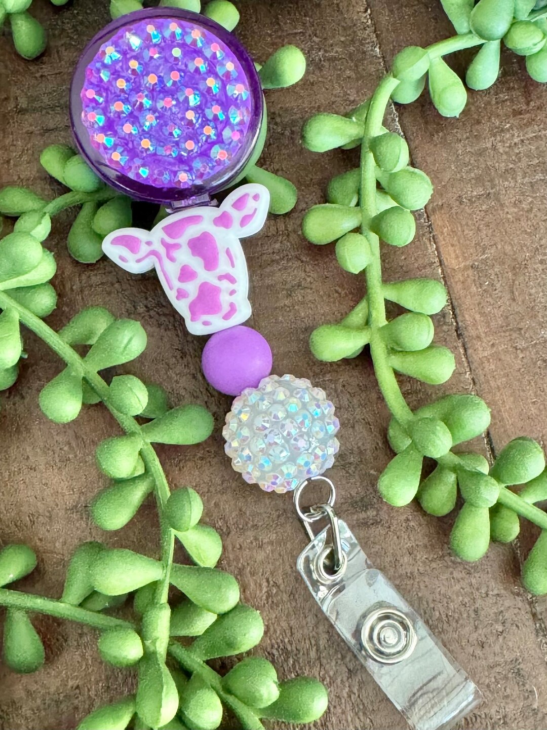 Purple Cow Print Cow Head Retractable ID Badge Holder - Etsy