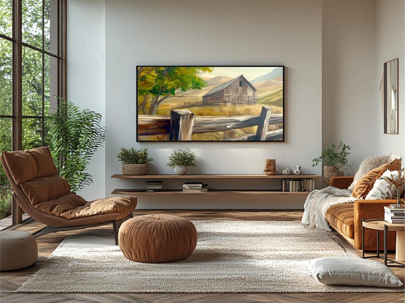 Rustic Barn and Split Rail Fence - Vintage Landscape Digital Art for ...