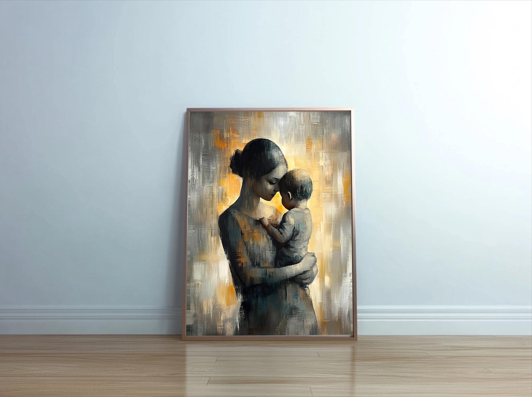 Mother and Child Abstract Painting - Minimalist Wall Art Digital ...