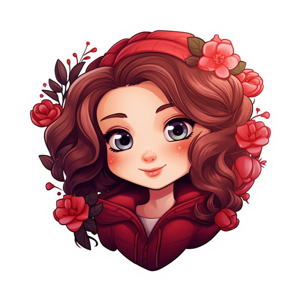 Digital Sticker Valentine Girl Sticker Digital Planner Cute Anime ...