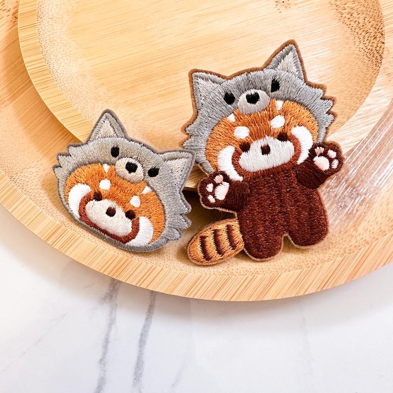 Cute Red Panda Set With Animal Costume Embroidery Patch for Graphic ...