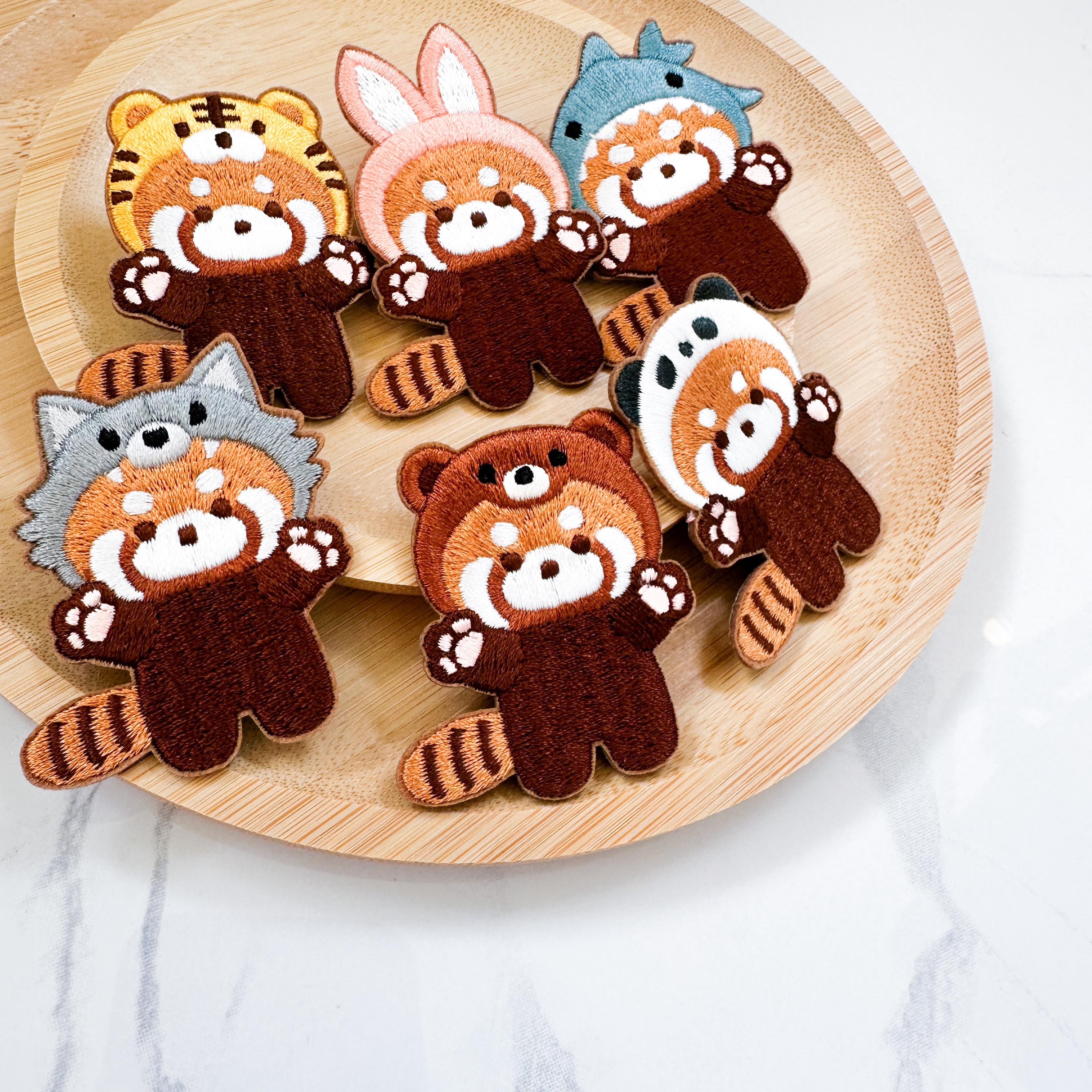 Cute Red Panda Set With Animal Costume Embroidery Patch for Graphic ...