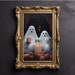 Two Ghosts Sitting With Popcorn, Vintage Ghost Painting,oil Painting ...