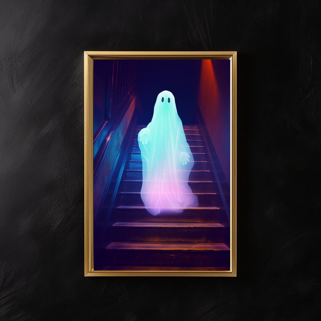 Cute Ghost Walking On Staircase Dark Academia Art Cute Ghost Art
