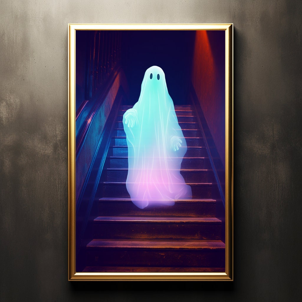 Cute Ghost Walking On Staircase Dark Academia Art Cute Ghost Art