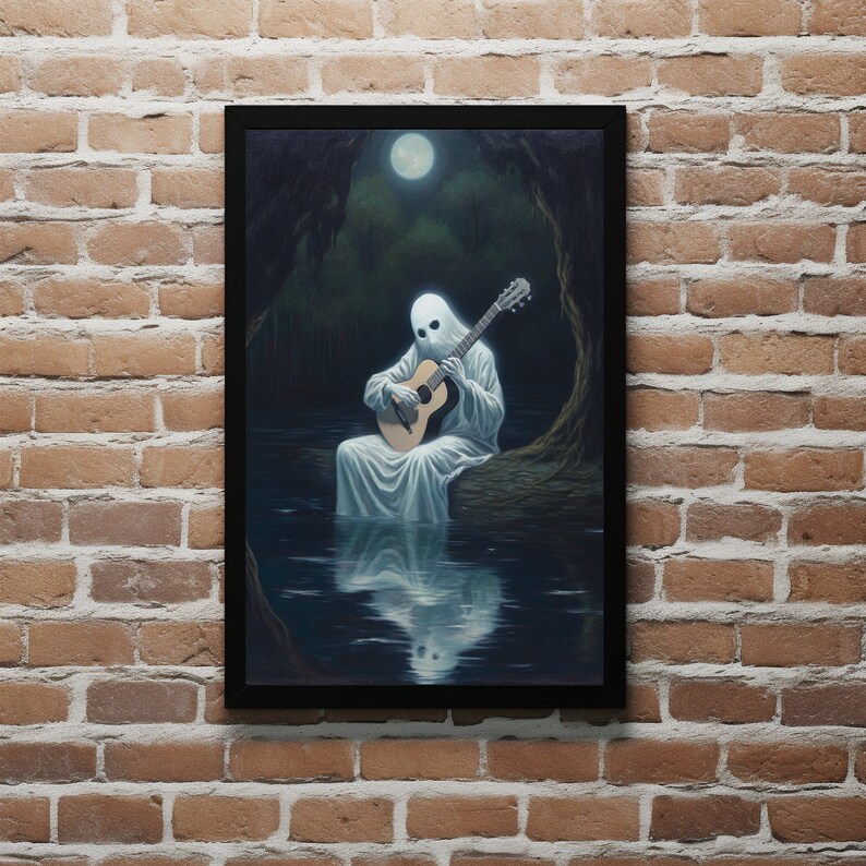 Ghost Playing Guitar Under Moonlight by River Vintage Ghost - Etsy