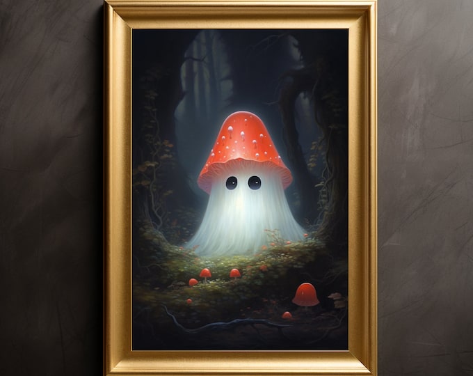 Spooky Cute Mushroom Forest Ghost, Ghost Wall Art, Ghost Home Décor ...