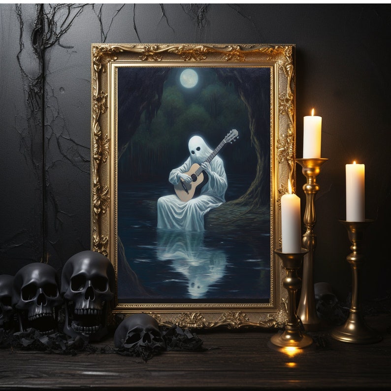 Ghost Playing Guitar Under Moonlight by River Vintage Ghost - Etsy