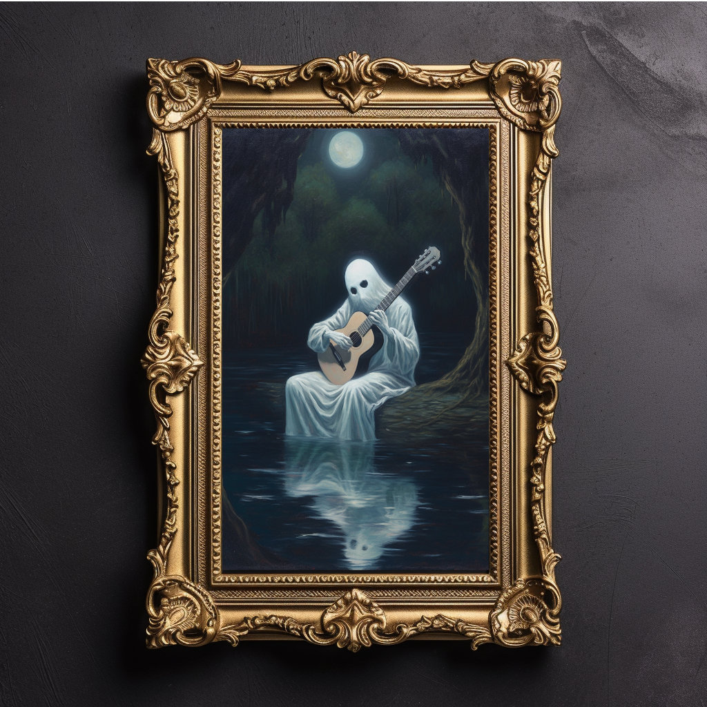 Ghost Playing Guitar Under Moonlight by River Vintage Ghost - Etsy