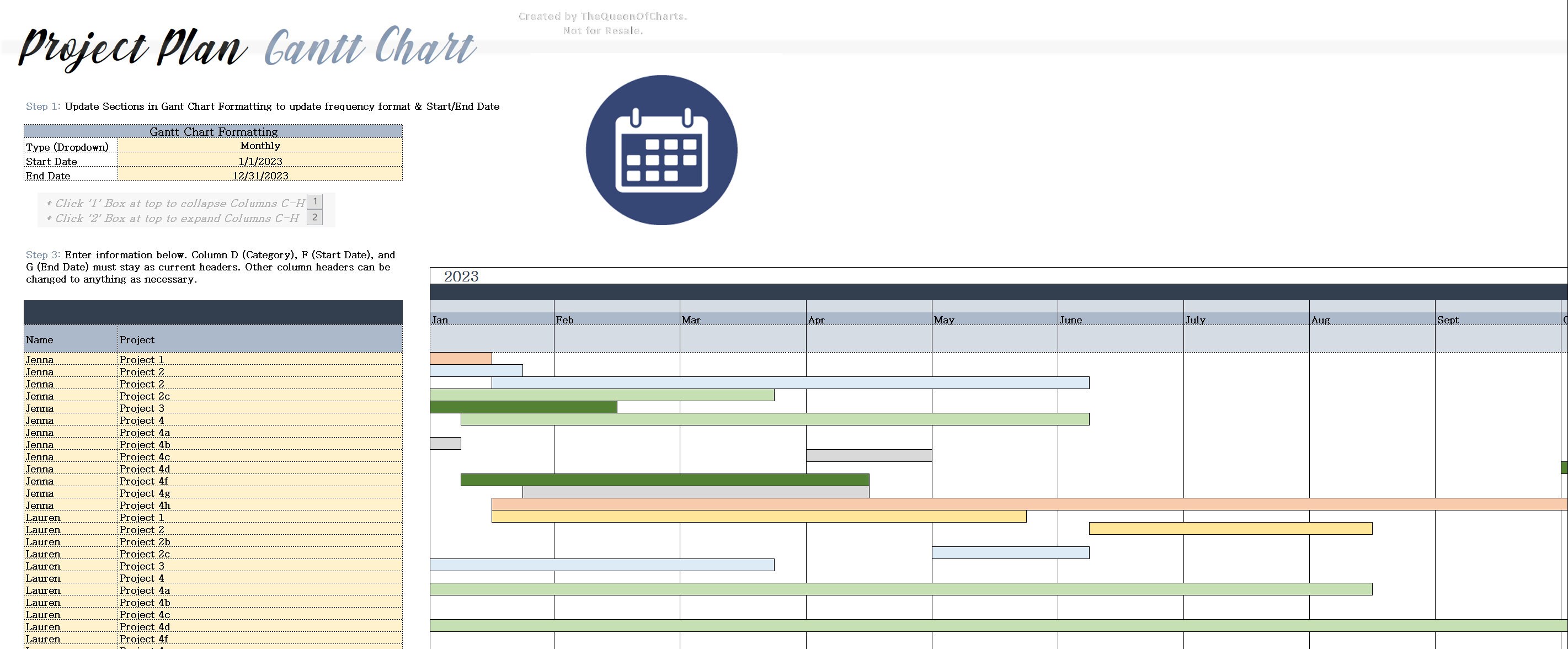 Project Plan Gantt Chart - Etsy