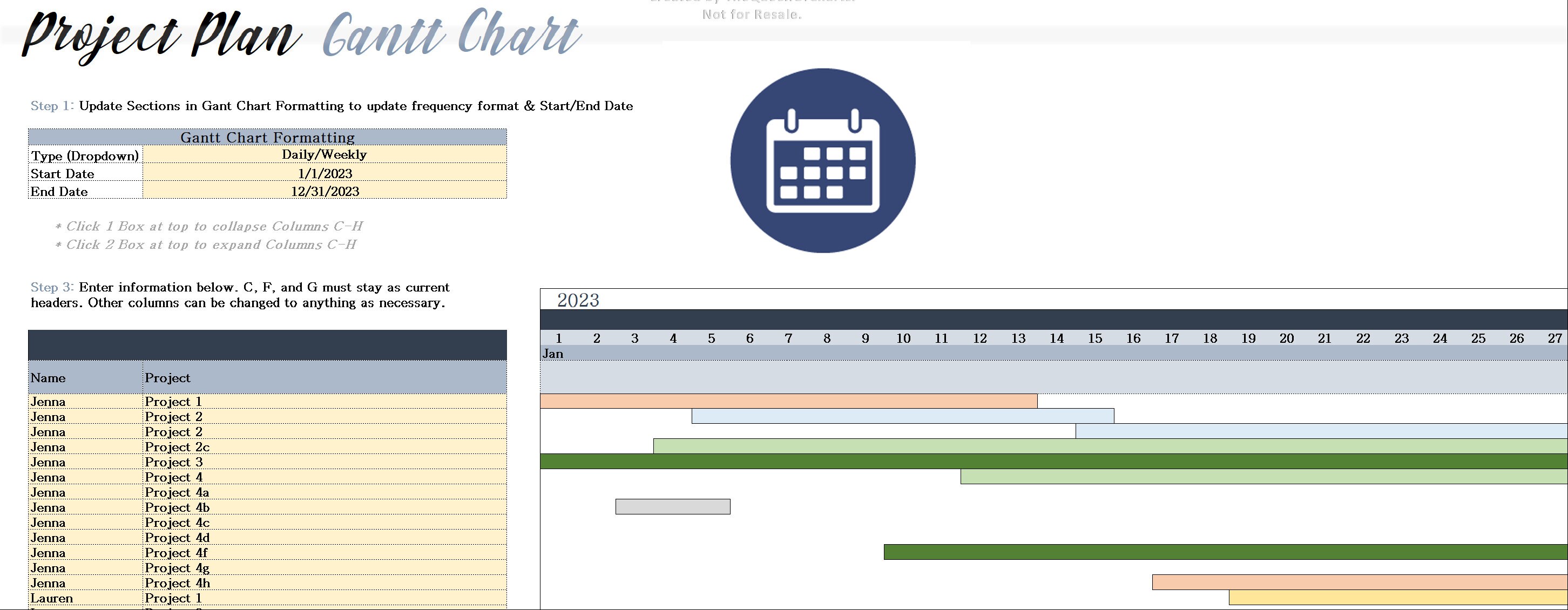 Project Plan Gantt Chart - Etsy