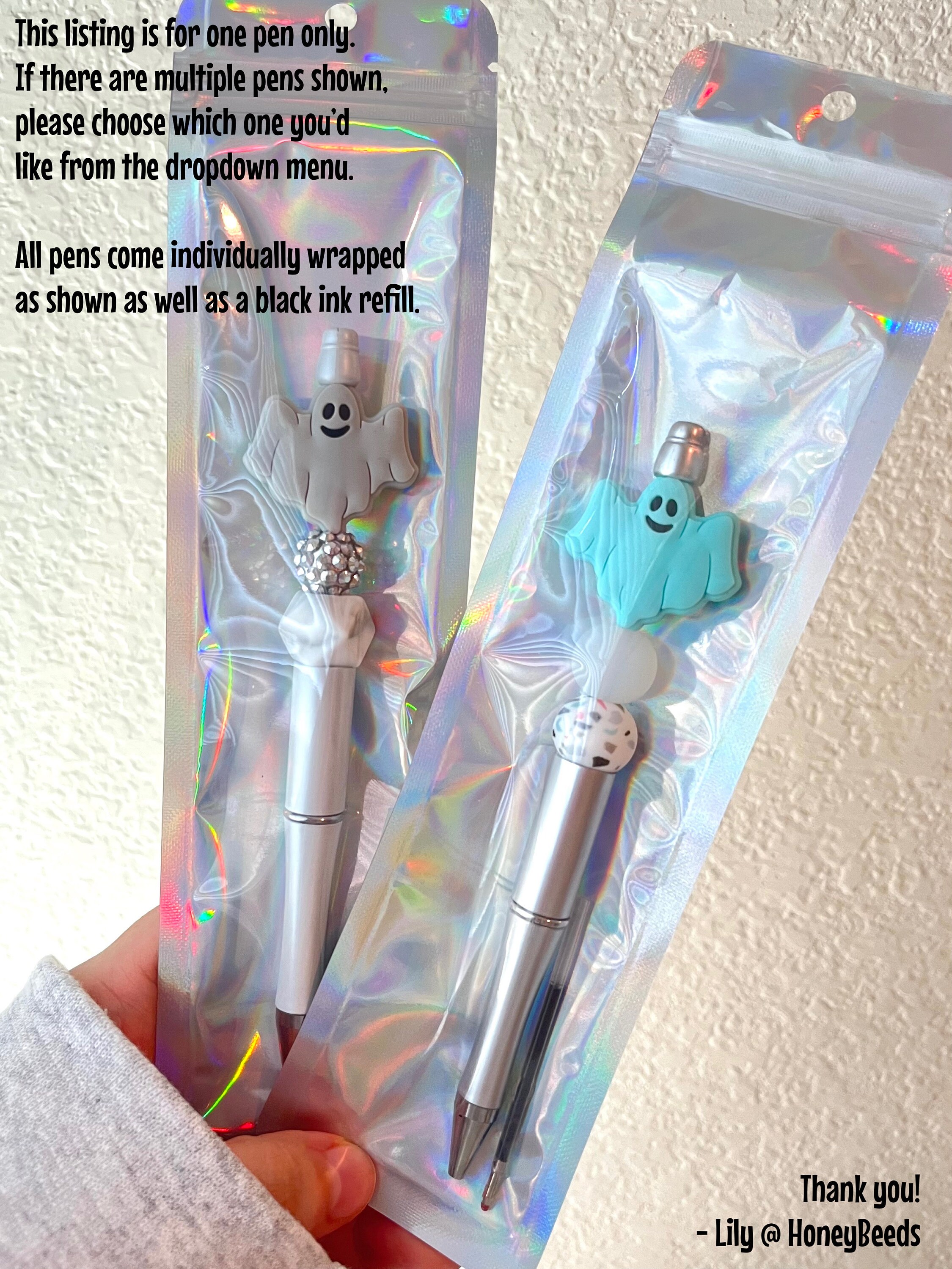 Halloween Beaded Pen Halloween Pen Ghost Pen Cute Beaded Pen Beaded Pen ...