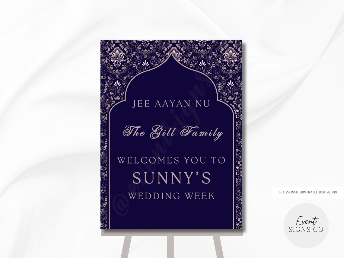 Wedding Week Welcome Sign Sikh Indian Wedding Sign Maiyan Sangeet ...