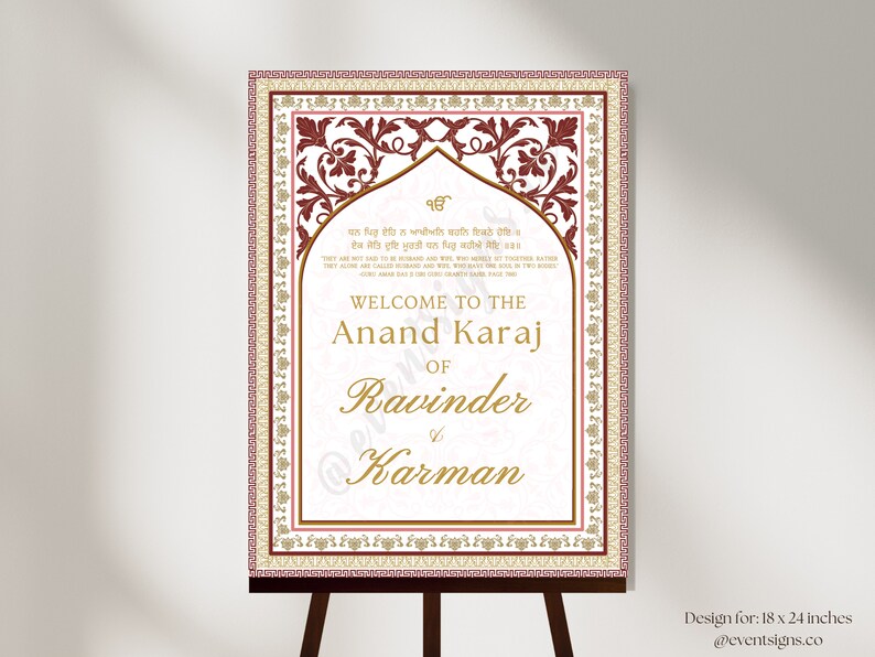 Anand Karaj Welcome Sign | Sikh Indian Wedding Sign | Maiyan Sangeet ...