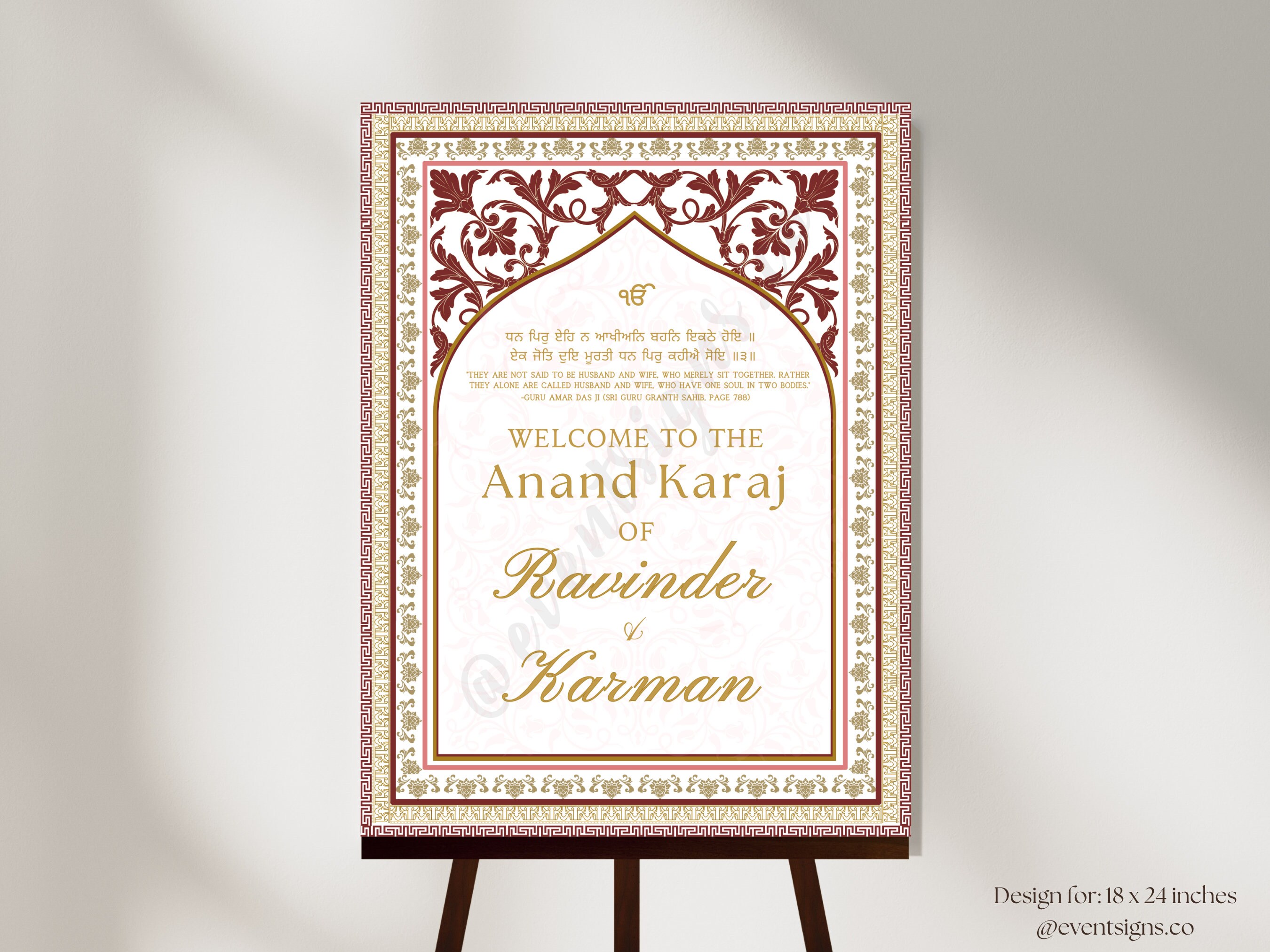 Anand Karaj Welcome Sign | Sikh Indian Wedding Sign | Maiyan Sangeet ...