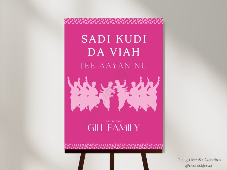 Sikh Indian Wedding Welcome Sign | Bhangra Decor (digital Download) - Etsy