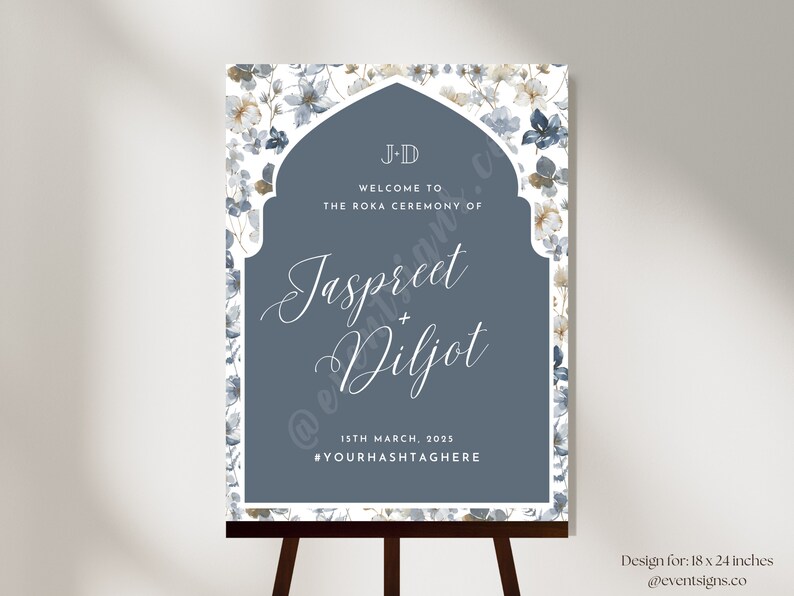 Roka Welcome Sign | Sikh Indian Wedding Sign | Rokha Maiyan Sangeet ...