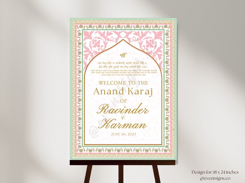 Anand Karaj Welcome Sign | Sikh Indian Wedding Sign | Maiyan Sangeet ...