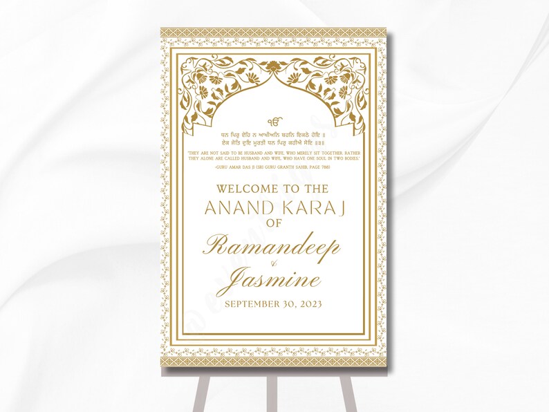 Anand Karaj Welcome Sign | Sikh Indian Wedding Sign | Maiyan Sangeet ...