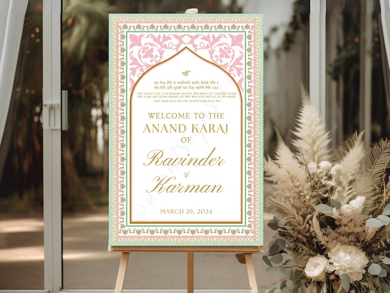 Anand Karaj Welcome Sign | Sikh Indian Wedding Sign | Maiyan Sangeet ...