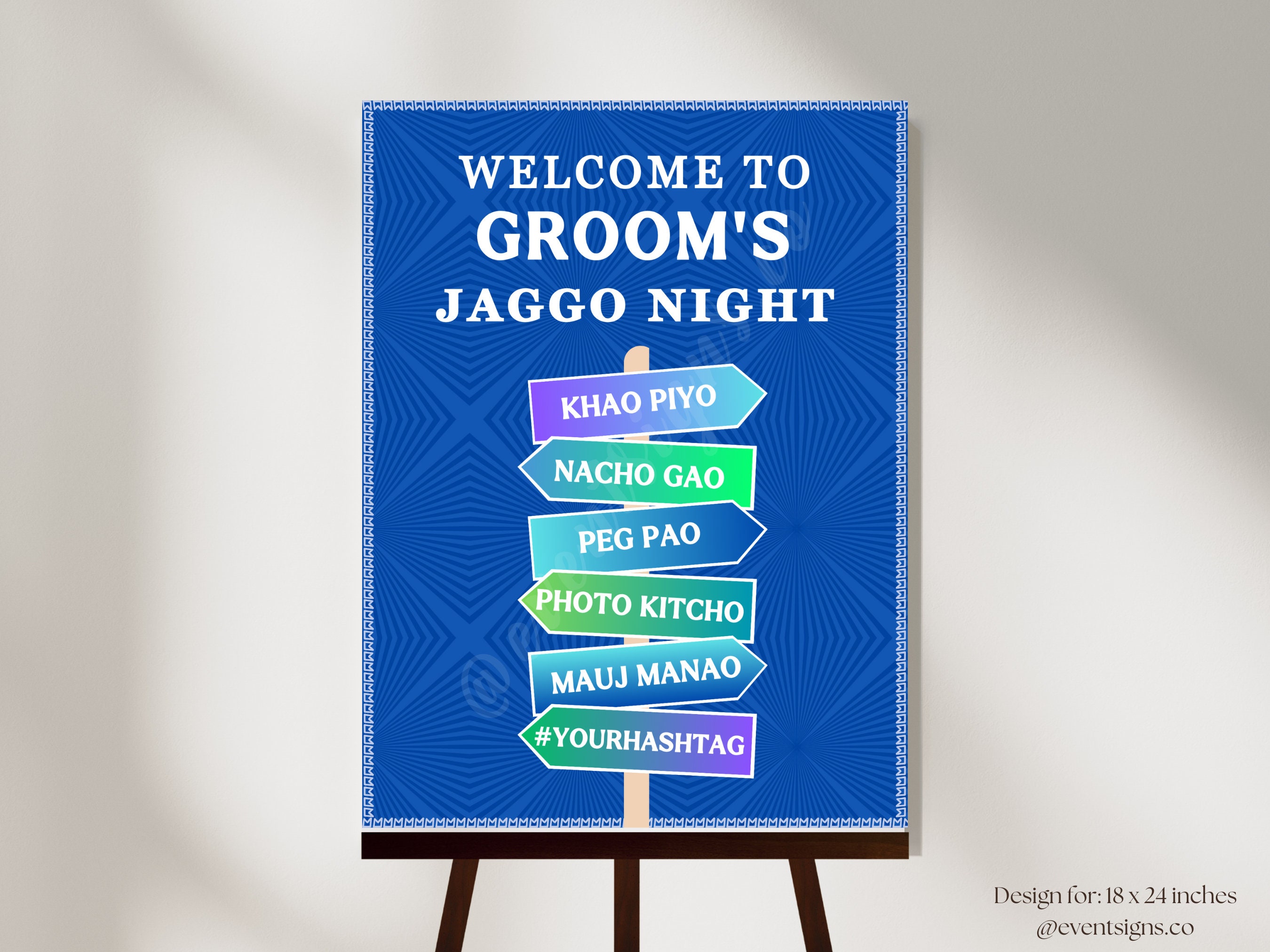 Jaggo Welcome Sign Sikh Indian Wedding Sign Maiyan Sangeet Mendhi ...