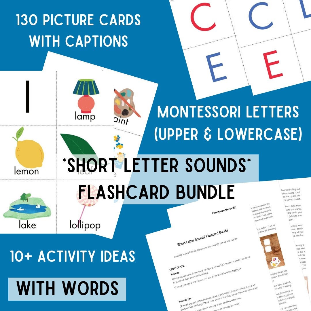 Montessori Short Sounds Matching Cards, Preschool Phonics, Alphabet ...