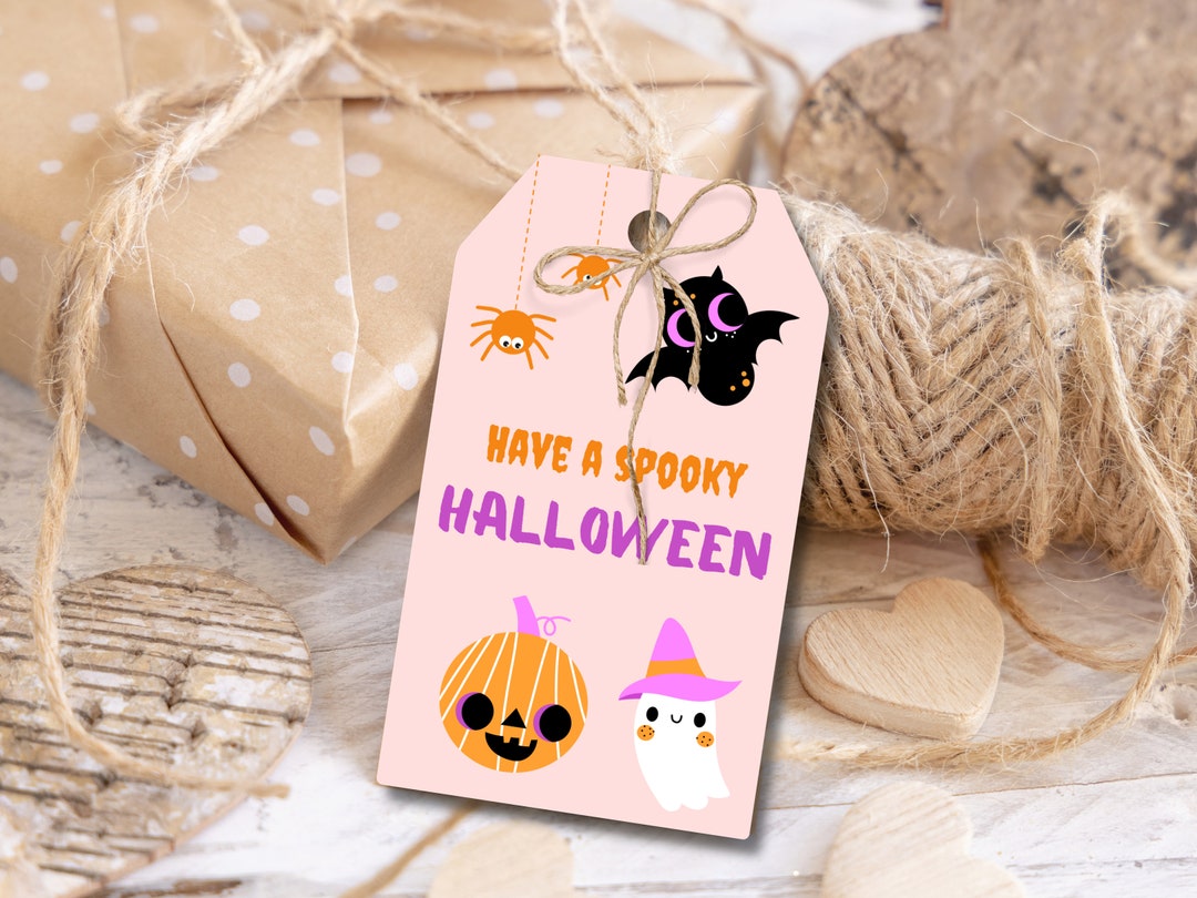 Printable Halloween Gift Tag Pink | Spooky Halloween Party Favor/treat ...
