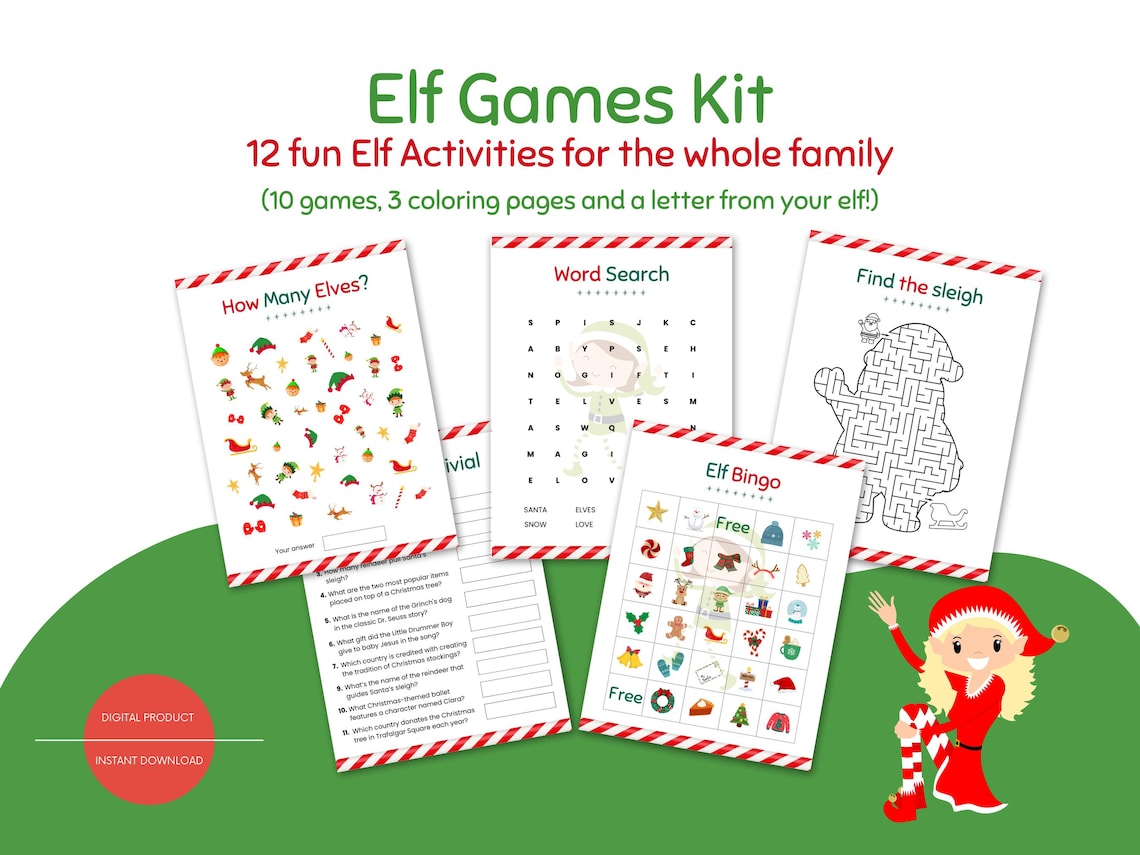 Printable Elf Games and Coloring Sheets | Elf on the Shelf Kit | Elf on ...