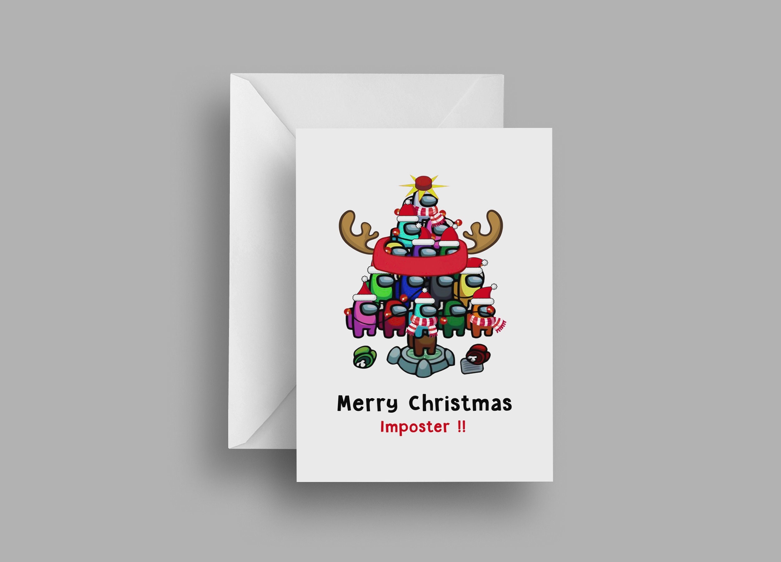 Cute Among Us Christmas Card Imposter Greeting Card Gamer Xmas Gift ...