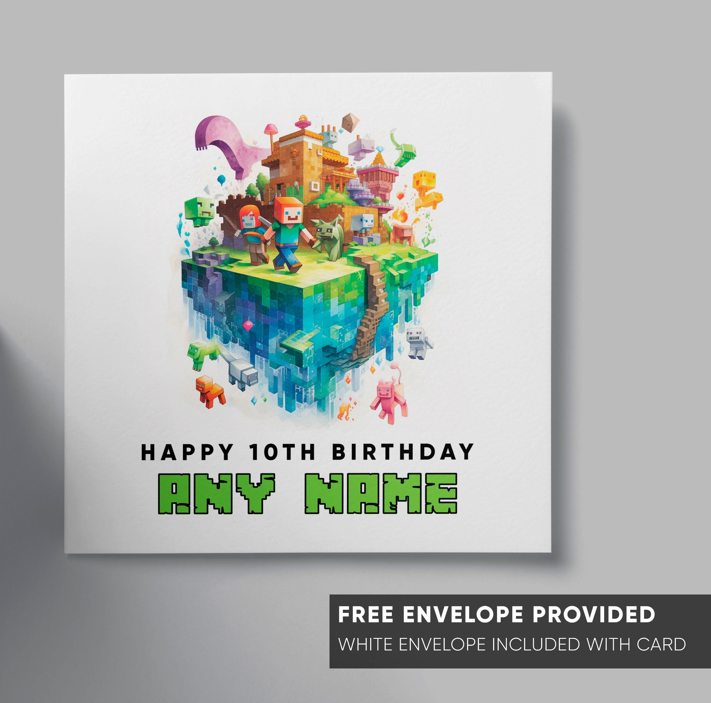 Personalised Birthday Card | Minecraft Greeting Card Boy Girl | Gaming ...