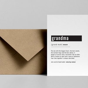 Grandma Definition Card | Grandma Birthday Card Gift | Gran Greeting ...