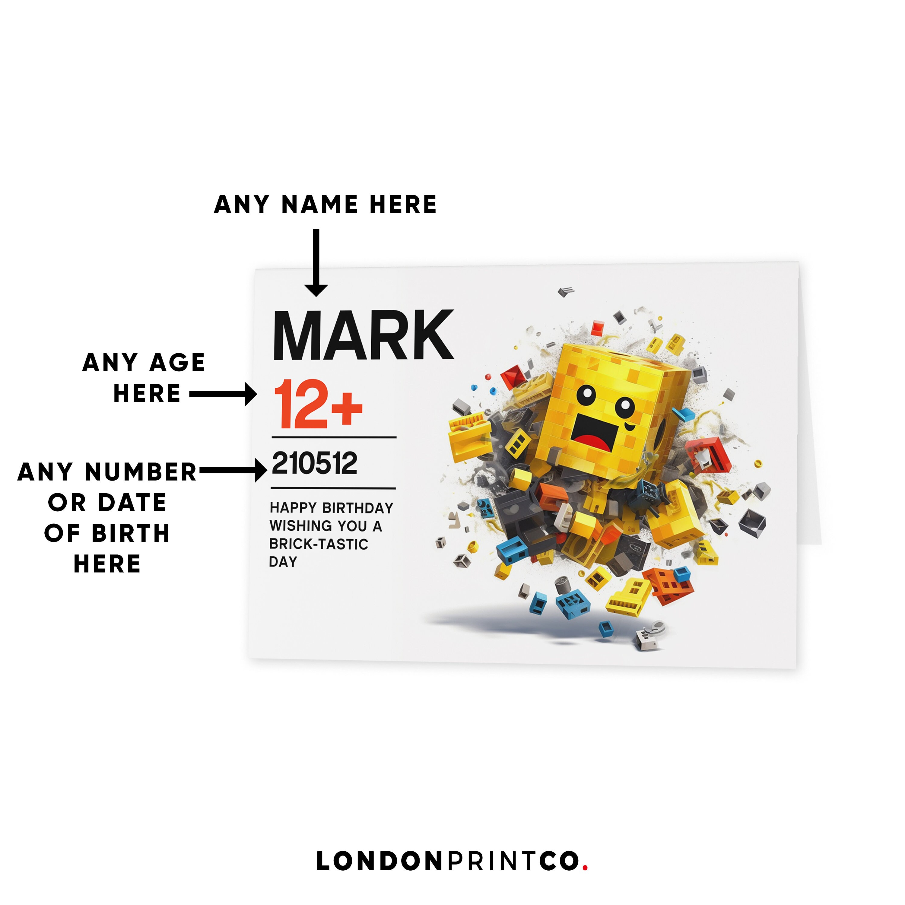 Personalised Birthday Card Building Blocks Theme Son, Grandson, Nephew ...